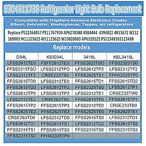 Yooank 𝙐𝙥𝙜𝙧𝙖𝙙𝙚𝙙 𝗞𝗘𝗜 𝗗𝟯𝟰𝗟 𝗥𝗲𝗳𝗿𝗶𝗴𝗲𝗿𝗮𝘁𝗼𝗿 𝗕𝘂𝗹𝗯 Replacement for Electrolux Frigidaire Refrigerator LED Light Bulb 5304511738 AP6278388 (85V-265V White Light) - 2 Pack