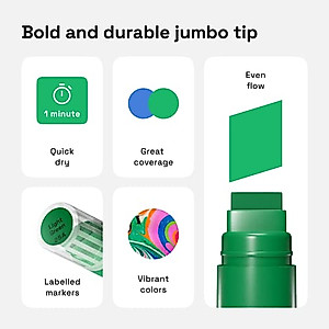 ARTISTRO 10 Jumbo Colored Markers, 15mm Jumbo Felt Tip, Acrylic Paint Markers for Rock Painting, Stone, Ceramic, Glass, Wood, Canvas