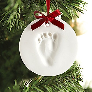 Tiny Ideas Baby's Handprint or Footprint Christmas Ornament, Easy No-Bake Keepsake Kit, Creative Holiday Gift for New and Expecting Parents, Clay