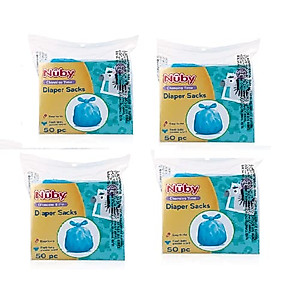 Nuby 200 Piece Disposable Diaper Sacks/Bags with Powder Scent, Blue