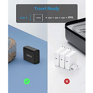 USB C Wall Charger, 4-Port 100W GaN USB C Charger, LIBRIDS Foldable PD 3.0 Fast Charger Block Power Adapter Compatible for MacBook Pro Air, iPhone 13 Pro max/12 Pro, Galaxy S20, USB-C Laptops, Black