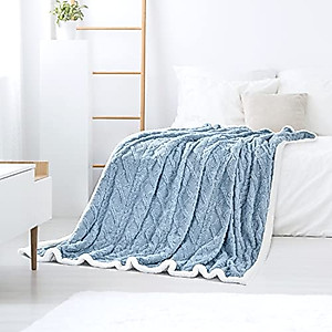 Soft Throw Blanket Double Sided, Soft Fuzzy Fluffy Cozy Blanket Plush Furry Comfy Warm Blanket for Couch Bed Chair Sofa, 50 * 60 inches