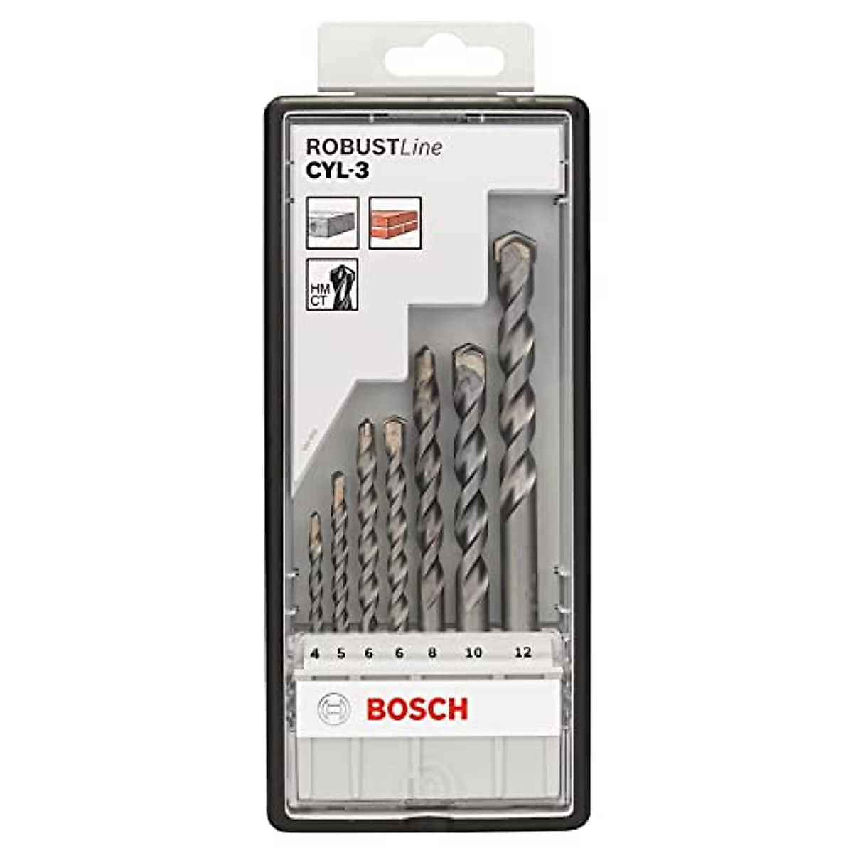Bosch 2607010545 Concrete Drill Bit-Set "Robust Line Cyl-3 Silver Percussion" 4-12mm 7 Pcs