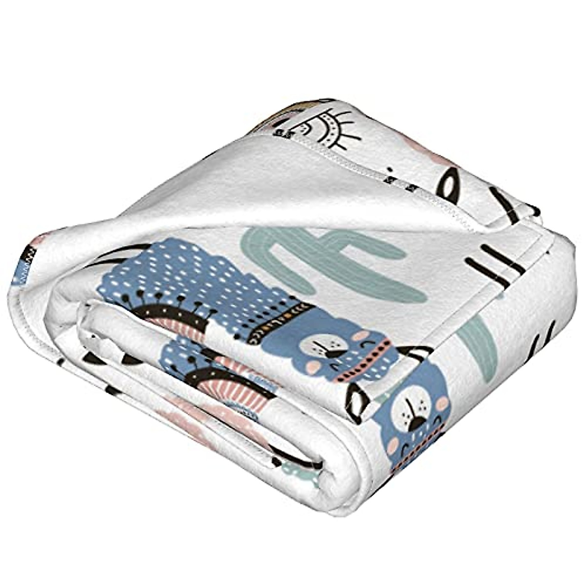 Llama and Cactuses Throw Blanket Warm Ultra-Soft Micro Fleece Blanket for Bed Couch Living Room Decoration