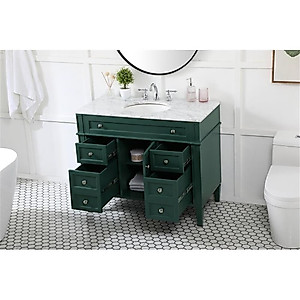 Elegant Decor Park Avenue 42" Metal MDF Marble Single Bathroom Vanity in Green