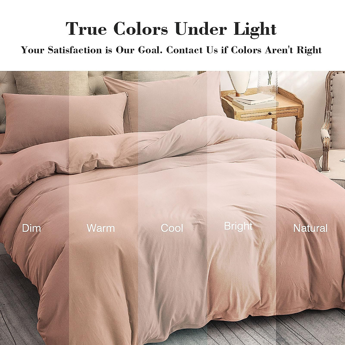 PURE ERA Jersey Knit Duvet Cover Set 100% T-Shirt Cotton Super Soft Comfy 3pc Bedding Set with Zipper Closure (New Petal Pink, King)
