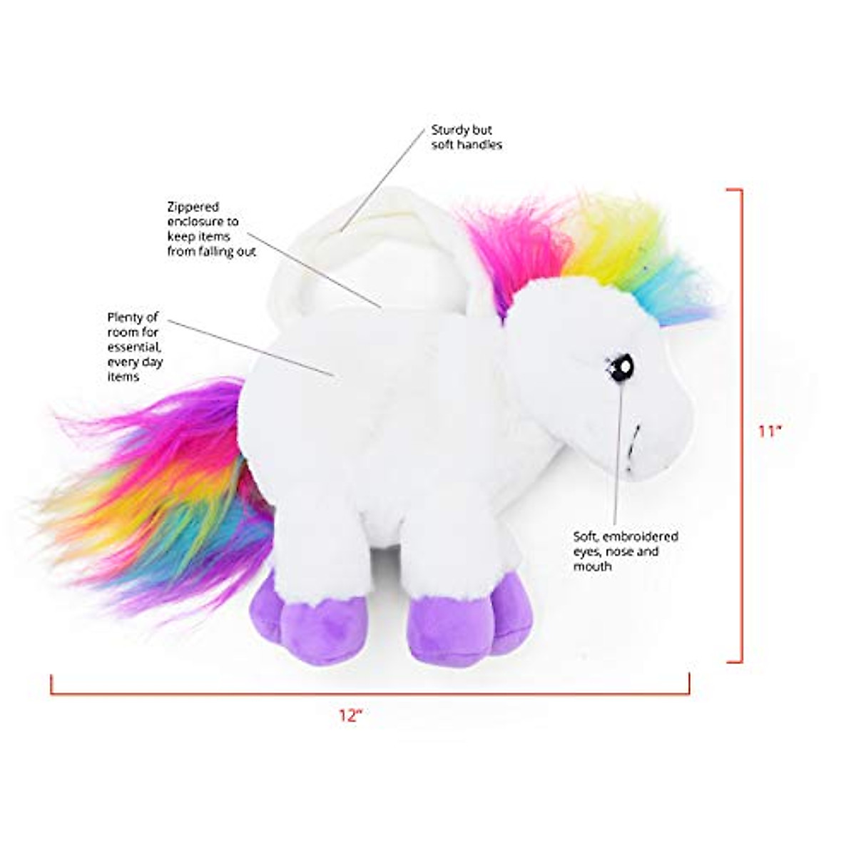 PLUSHIBLE BRIDGING MILES WITH SMILES Plush Unicorn Purse - Soft, Fluffy, Functional Stuffed Unicorn Purse for Kids - Cute Stuffed Animal Unicorn Toy