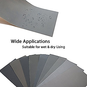 45Pcs Wet Dry Sandpaper, 400/600/ 800/1000/ 1200/1500/ 2000/2500/ 3000 Grit Assorted Sanding Sheets for Automotive Polishing, Metal Sanding, Wood Furniture Finishing, 9 x 3.6 Inch by BAISDY