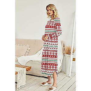 Ekouaer Women's Nightgown V-Neck Loungewear Long Sleeve Sleepwear Full Length Nightgown for Women S-4XL
