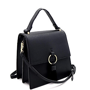 Tassel Top-Handle Structured Vegan Leather Medium Satchel Shoulder Bag Crossbody