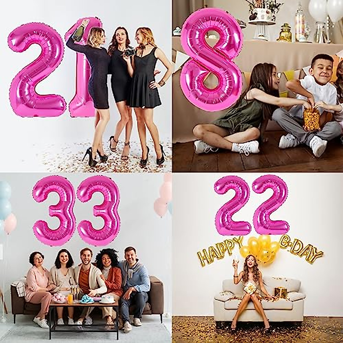 40 Inch Giant Light Pink Number 4 Balloon, Helium Mylar Foil Number Balloons for Birthday Party, 4th Birthday Decorations for Kids, Anniversary Party Decorations Supplies (Light Pink Number 4)