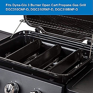 Uniflasy Grill Replacement Parts Kit for Dyna-Glo DGC310CNP-D, DGC310RNP-D, DGC310BNP-D 3 Burner Propane Gas Grill Burner and Porcelain Steel Heat Plate Shield