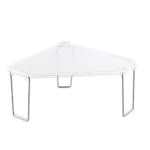 mDesign Plastic/Steel Corner Stackable Rack, Storage Organizer Shelf for Bathroom, Vanity, Countertop, Sink, Cabinet, Holds Makeup, Shower Accessories, Ligne Collection - 2 Pack - Clear