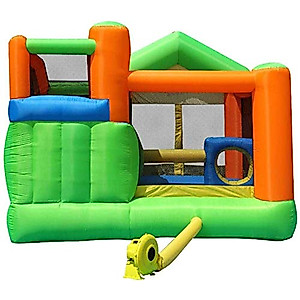 Inflatable Castle and Slide, Children Slide Outdoor Small Naughty Castle Home Trampoline/Square Playground Kids Playpen Colors