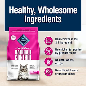 Blue Buffalo True Solutions Hairball Control Natural Dry Food for Adult Cats, Chicken, 11-lb. Bag