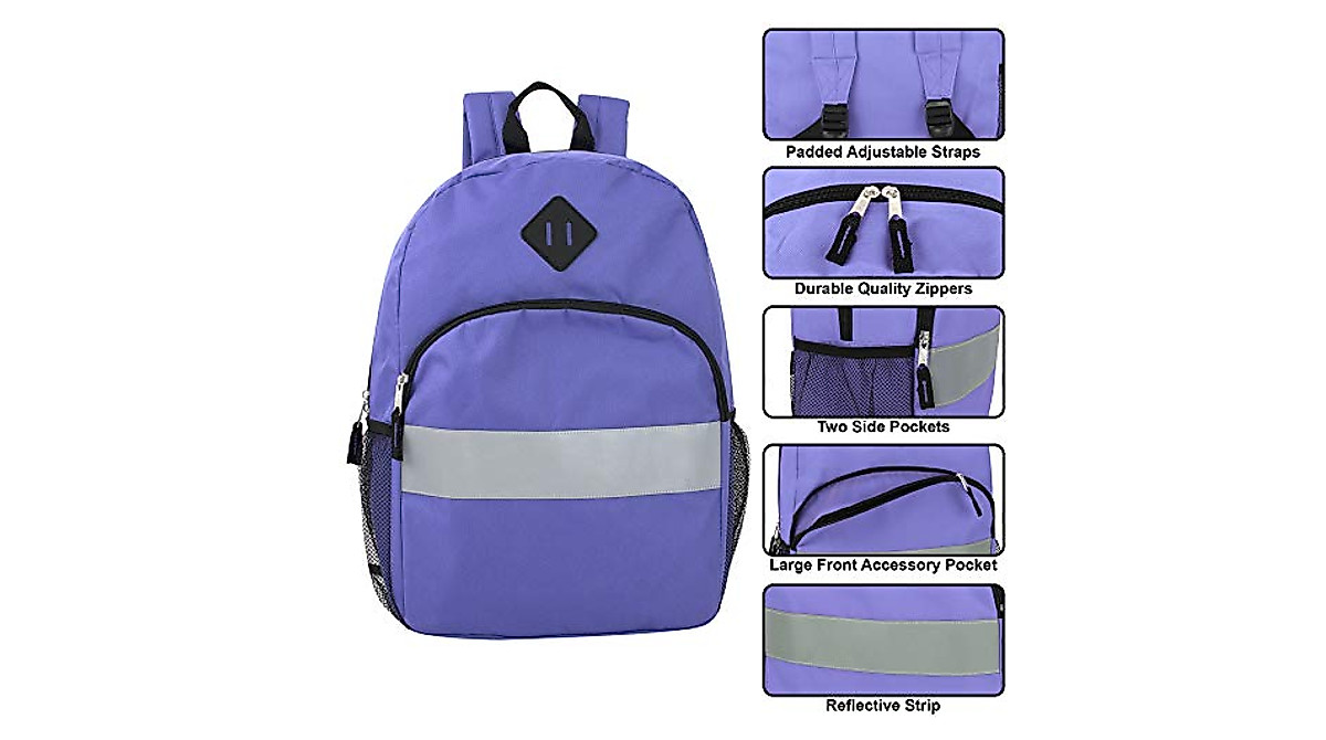 Kids Reflective Purple Backpack for School - Trail maker