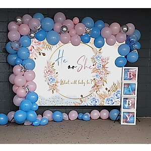 Baby Backdrop for Photography He or She Paty Background 7x5FT Gender Reveal Party Backdrop Baby Shower Decoration Photo Booth Supplies Studio Props Vinyl (84x60 inch)