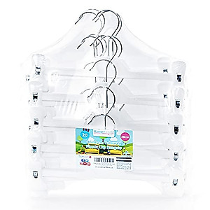 HANGERWORLD Plastic White Kids Pants Hangers with Clips (20 Pack) 11inch Wide Childrens Hanger for Skirts, Slacks and Bottoms