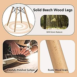 Giantex White Dining Table, 31.5" D x 32" H Round Dining Room Table with Solid Beech Wood Legs, Modern Kitchen Table with TSCA Certification for Small Places, White & Natural