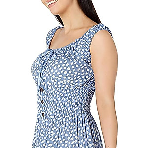 OSTOO Women's 2023 Summer Sleeveless Boho Floral Print Tiered Casual Flowy Long Maxi Dress (Blue, L)