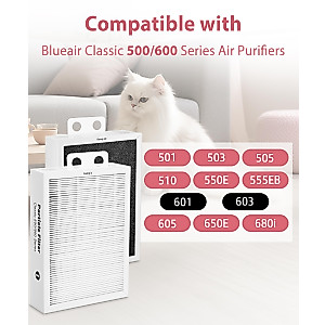 500/600 Series Particle Replacement Filter for BLUEAIR Classic 501, 503, 601, 505, 603, 650E, 550E, 555EB, 605, 580i, 680i，HEPA+Activated Carbon Сotton
