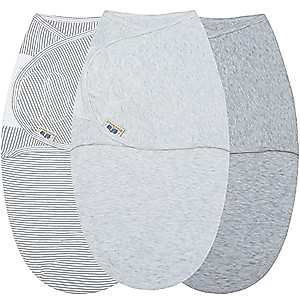 BlueSnail Adjustable Baby Cotton Swaddle Wrap, Ultra Soft Newborn Essentials Easy Wrap Velcro Swaddle (3 Pack,0-3 Month)(Heather Grey)