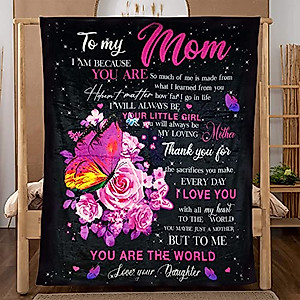 Aiishow Gifts Blanket for Mom Mother's Day, 59"x79" Cozy Flannel Throw Blankets, Rose Print Throw Blanket Gifts for Women, Unique Mother Gifts from Daughter or Son, Birthday, Mothers Day, Christmas