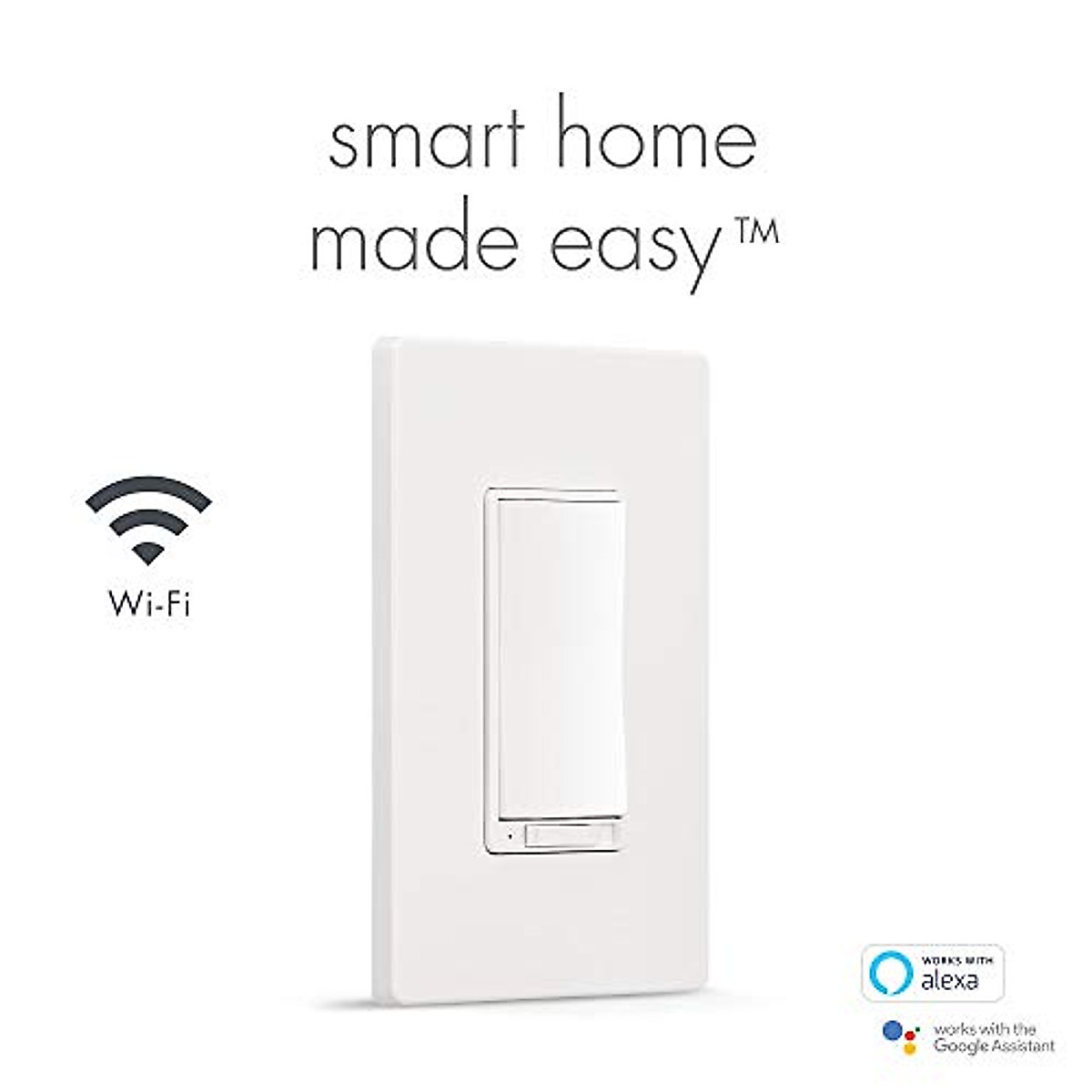 Wi-Fi Smart Dimmer Switch, No Hub Required, Voice Activated, White,50023