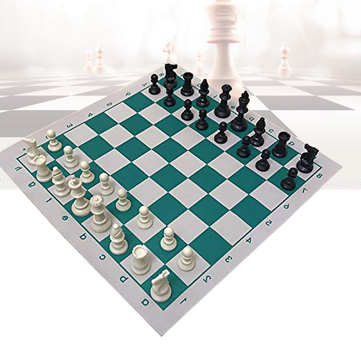 KASCLINO Tournament Chess Mat, PU Leather Tournament Roll Up Chess Board, Chess Rollable Chessboard, Lightweight & Non Slip, Chess Mat for Kids and Adults(Size:42cm)