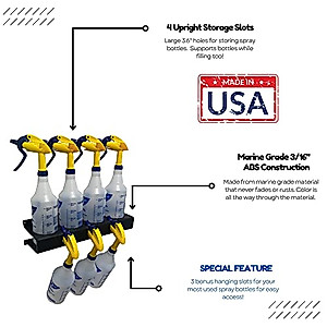 BEHR-ENGR | Spray Bottle Storage Rack | Wall Mountable | Heavy Duty Plastic | For 3.6'' Bottles, Black