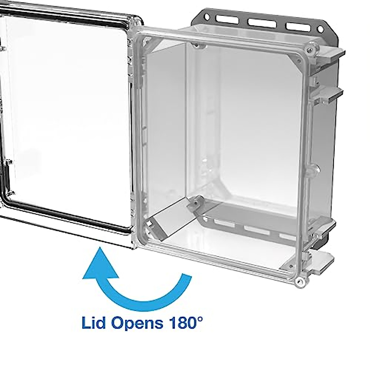 Serpac I342HL,TCBC (5.46 x 10.23 x 11.75 in) Polycarbonate IP67 Waterproof UL 508A Plastic Project Junction Box Enclosure with Clear Top Hinged Cover, Plastic Rustproof Latchs, and Clear Bottom