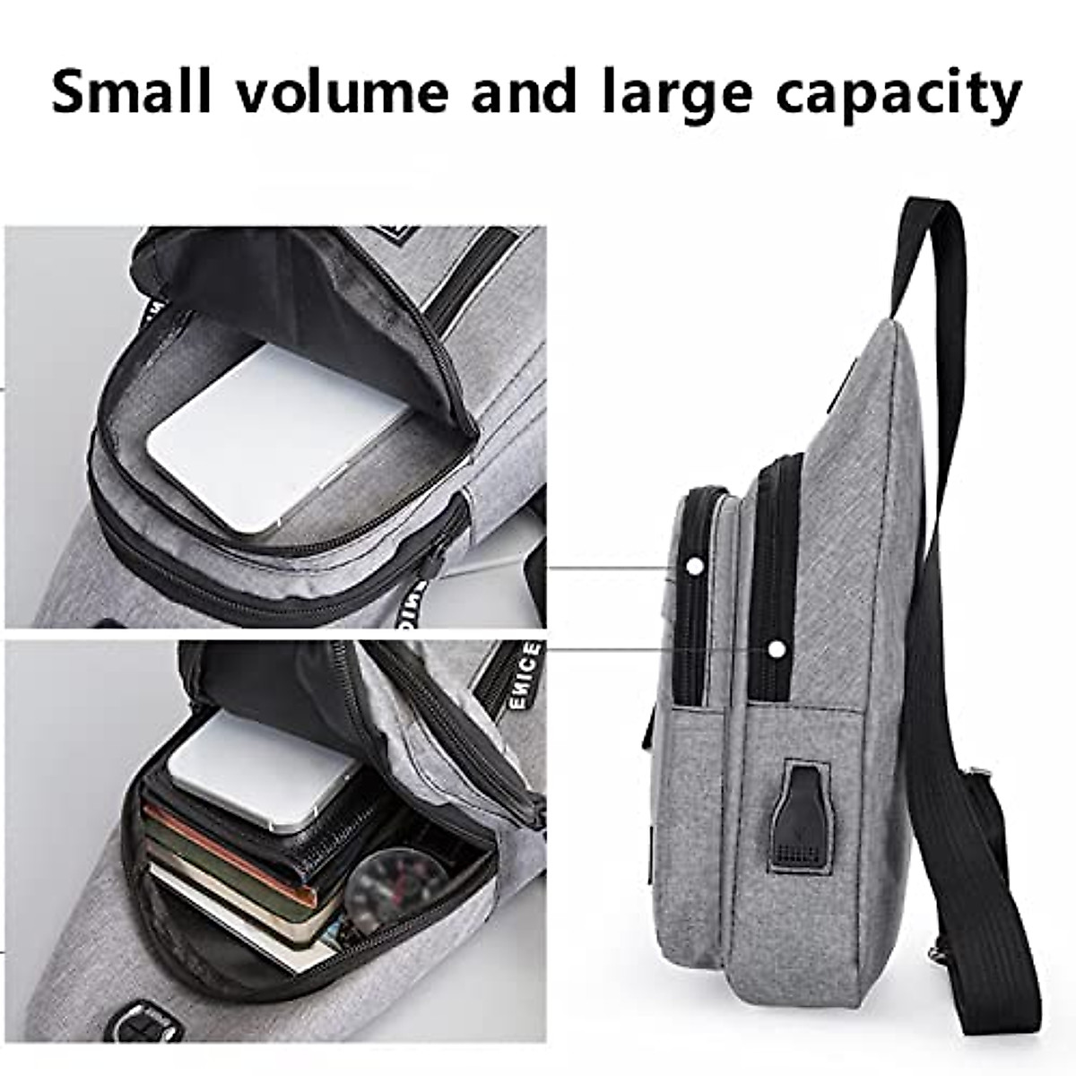 Ausyst Multipurpose Crossbody Chest Bag Waterproof Strap Bag with USB Hole & Headphone Hole Sport Outdoor Hiking Backpack