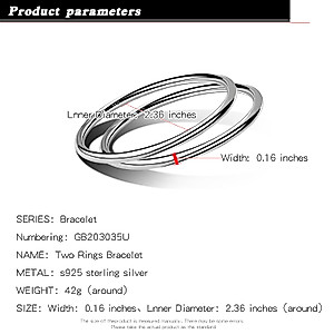 H&Beautimer Solid 925 Sterling Silver Italian Handmade Minimalist 4MM Bracelet for Women's Charm Jewelry 60-65MM Bangle 1/2/3 Set Birthday Gift (2set, 68MM)