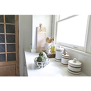 Mud Pie Wood Strap Canisters, White