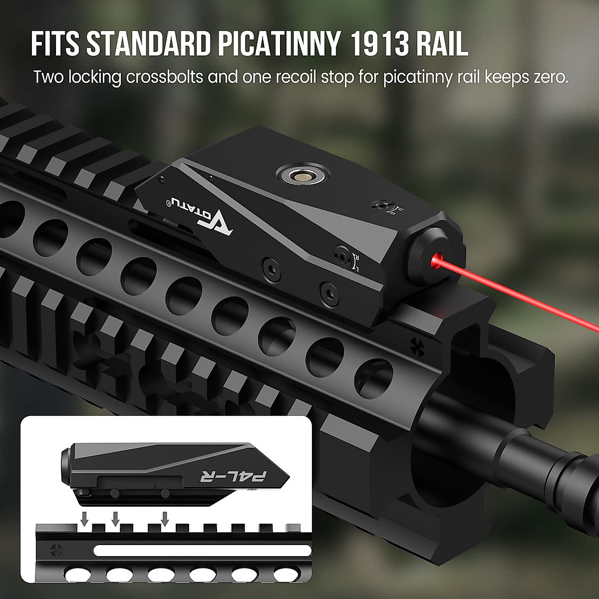Votatu P4L-R Rifle Laser Sight for Picatinny, Tactical Rail Red Laser Beam with Strobe Function, USB Magnetic Rechargeable