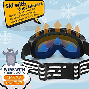 LOEO Kids Ski Goggle, Snow Ski Goggles for Kids Youth Teens Boys and Girls from 5-14