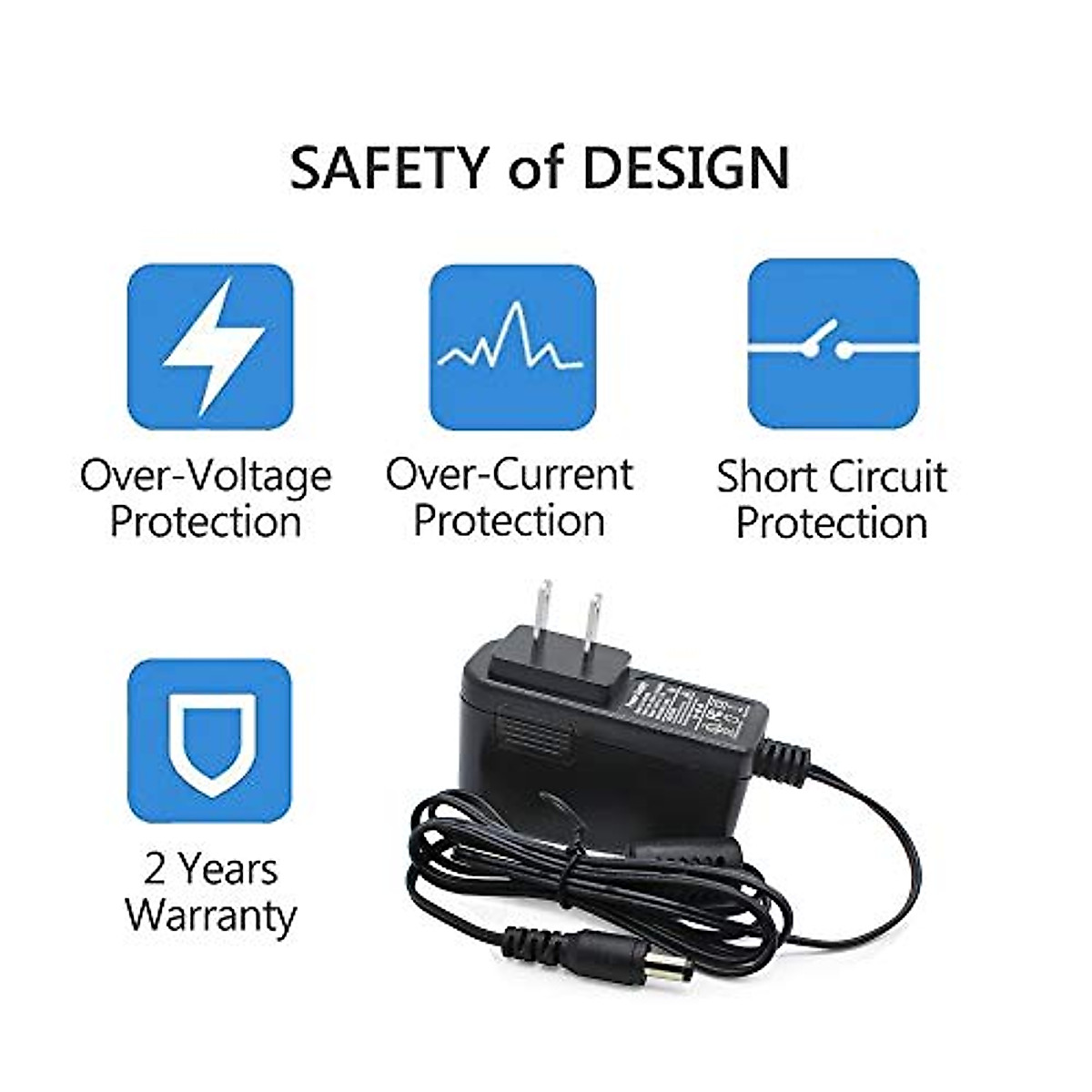 AC to DC 12V 1.5A Power Supply Adapter, Barrel Plug 5.5mm x 2.1mm for CCTV Security Cameras UL Listed FCC