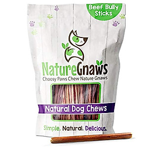 Nature Gnaws Small Bully Sticks for Dogs - Premium Natural Beef Dental Bones - Long Lasting Dog Chew Treats for Small Dogs & Puppies - Rawhide Free 15 Count (Pack of 1)