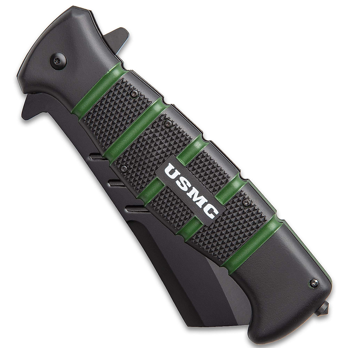 United Cutlery USMC Cleaver Maximum Assisted Opening Pocket Knife - Officially Licensed, Stainless Steel Blade, Non-Reflective, TPR Handle, Pocket Clip, Everyday Carry for Military - Closed Length 7"