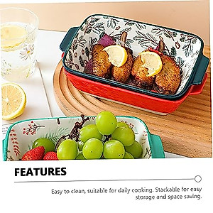 Cabilock Mori Bakeware Bread Loaf Pan Ceramic Loaf Pan Toaster Oven Bakeware Ceramic Baking Pan Animals Pattern Baking Tray Oven Baking Dish Ceramic Tableware Ceramic Baking Tray Food Bowl