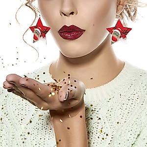 Swono Cartoon Reindeer Leather Earrings Christmas Cute Deer Red Hat Snow Snowflake Star Faux Leather Earring Lightweight Dangle Drop Earrings for Women Girls