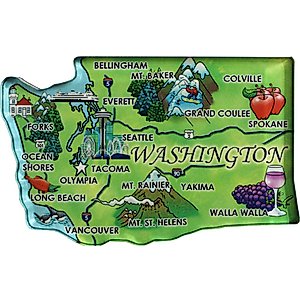 Washington - Acrylic State Map Refrigerator Magnet