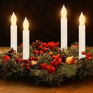 6 Pcs Christmas LED Floating Candles Flameless Candles with 20 Vintage Blank Envelopes Brown Invitation Envelopes with Wax Seal Stickers, Glue Point Dots and White Rope Roll for Christmas Themed Party