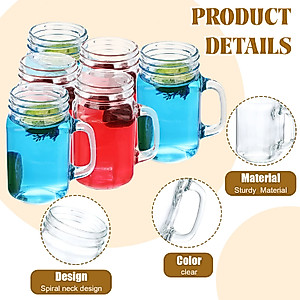 Dandat 50 Pcs 16 oz Glass Mason Drinking Jars Bulk with Handle Mason Jar Cups Mugs No Lids Clear Canning Jars with Handles for Farmhouse Kitchen Beer Cold Beverages Juice Coffee Sodas Cocktails Shakes