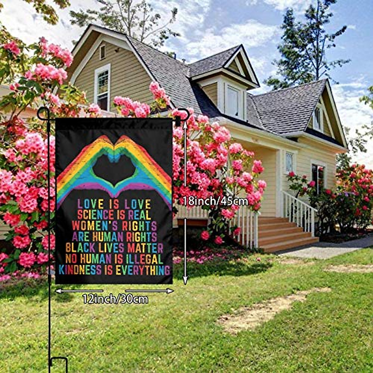 Love is Love Black Lives Matter Garden Flag For Outside, Double Sided BLM Lawn Sign, Revolution Movement Equality Social Vertical Flag Banner for Home Garden Yard Decorative 12 x 18 in