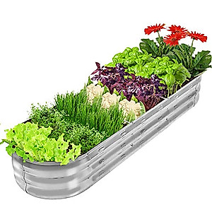 GADI Raised Garden Bed Kit for Vegetables Flower Galvanized Metal Planter Boxs Designed for Easy DIY and Cleaning Not Twist Or Rot (Silver)