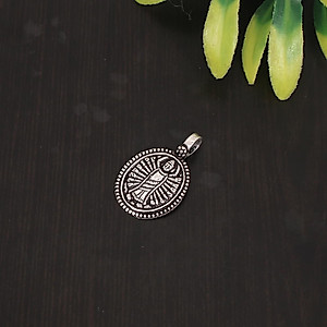 Antique Design Black Oxidized Embossed Hindu Goddess Silver Charm Pendant For Good Luck Charm