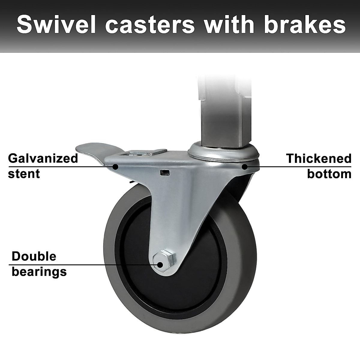 uyoyous Stainless Steel Utility Cart 37"x20"x37" 3-Tier Large Heavy Duty Industrial Serving cart with 360°Rotation Wheels Kitchen Island Stainless Steel Storage Trolley for Hotel Restaurant Home Use