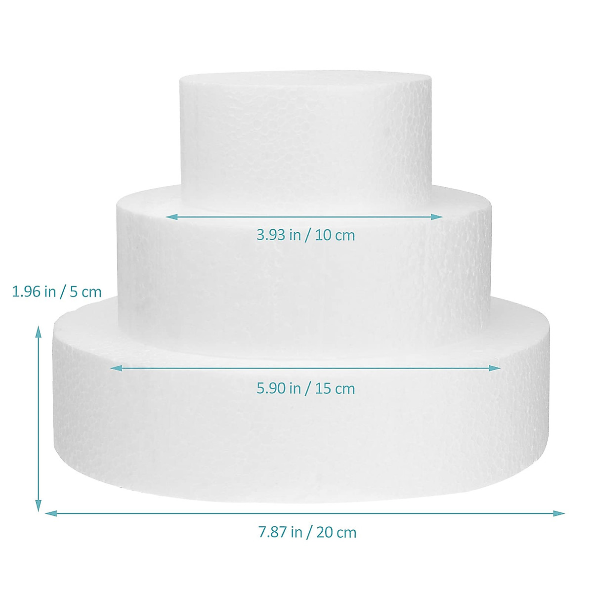 Cake Decorating 3Pcs 3-Tier Cake Foam Round Foam Cake Models Polystyrene Embryo Cake Modeling Ornament for Cake Decorating Wedding Display (White) Plastic Cake Stand