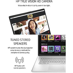 HP 17" HD+ Touchscreen Laptop, AMD Ryzen 3 5300U Processor,16GB RAM, 1TB PCIe SSD, Wi-Fi 6, Backlit Keyboard, Fingerprint Reader, HDMI, Webcam, Bluetooth, Windows 11, Natural Silver